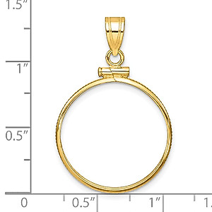 Wideband Distinguished Coin Jewelry 14k Polished 22.0mm x 1.9mm Screw Top Coin Bezel Pendant QC1885/22.0