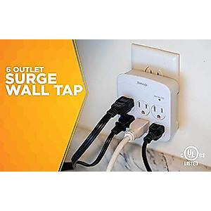 Woods 41076 Surge Protector with 6 Power, 6-Outlet 1440J of Protection