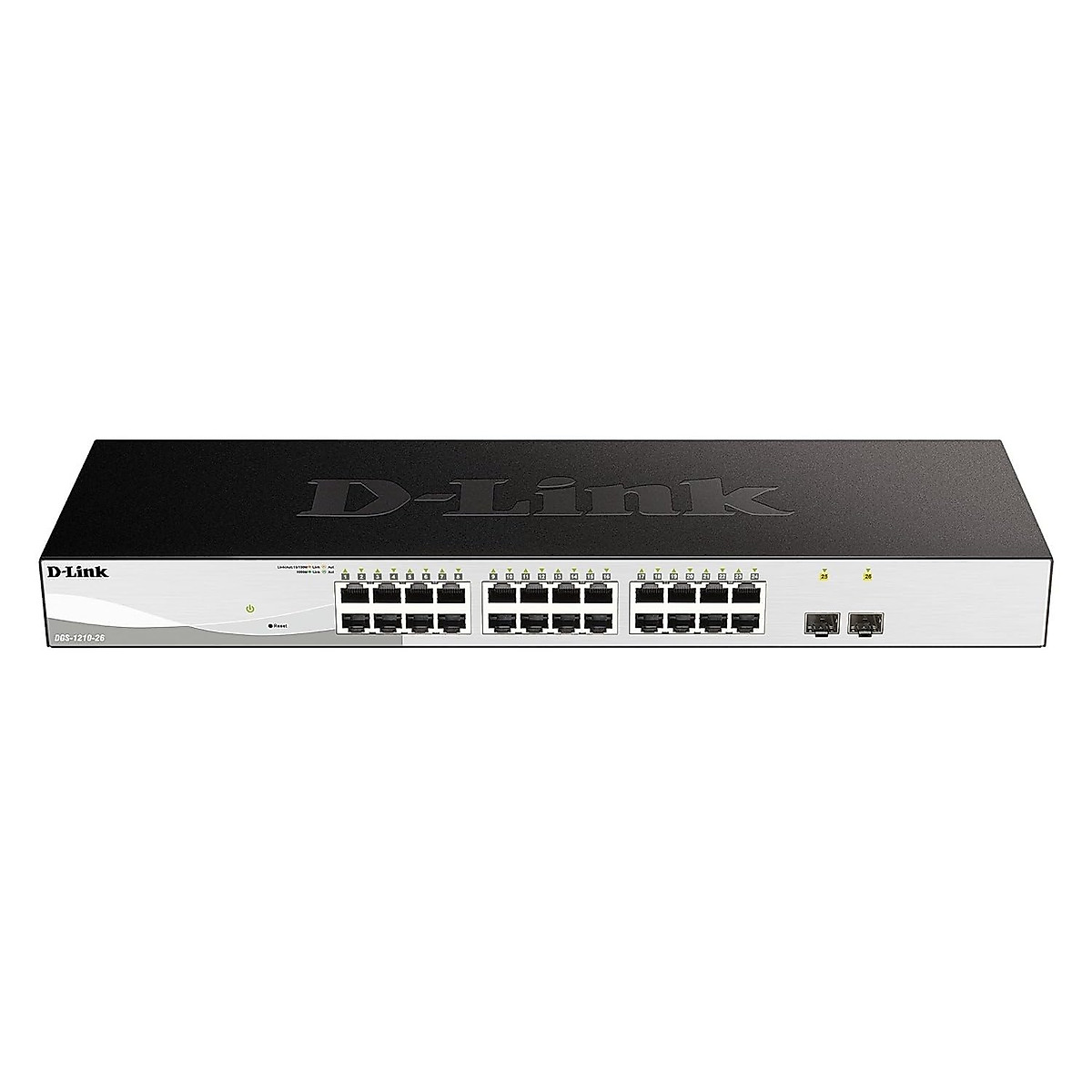 D-Link 26-Port Gigabit Smart Managed Switch | 24 GbE + 2 SFP Ports | L2+ | VLANs | Cable Diagnostics | Web Managed | Desktop or Rackmount | Fanless | NDAA Compliant |Lifetime Warranty (DGS-1210-26)