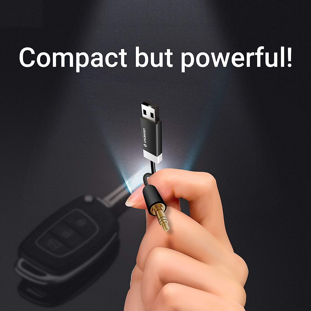 Asseso BR1 Bluetooth Car Receiver – Compact 3.5mm Aux Adapter for Wirelessly Streaming Music with Car/Home Sound Stereo – Bluetooth 4.2; No Charging; Connects Automatically