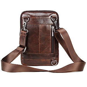 Small Leather Sling Shoulder Bag Messenger Pack for Men Women Travel Business Crossbody Pouch Phone Wallet Satchel Pocket Camping Casual Daypack