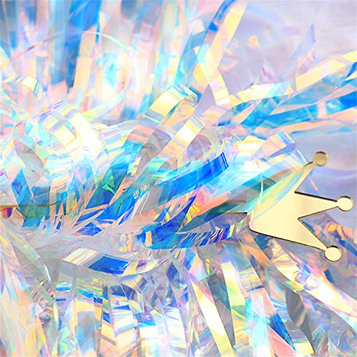 asunflower Metallic Foil Fringe 6.5Ft Iridescent Fringe Holidays Party Photo Backdrop Multicolor Curtain Door Streamers