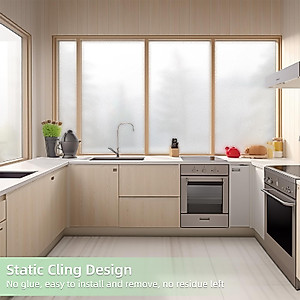 DUOFIRE Privacy Window Film Natural Frosted and Black Flower Static Cling Glass Film