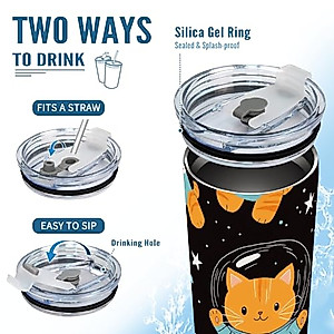 QWEUIOP 20oz Insulated Travel Coffee Mug Cute Cartoon Cats Stainless Steel Tumbler with Lid Double Wall Vacuum Coffee Cup For Hot and Cold Drinks14089