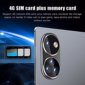 WiFi Tablet, 10.1 Inch 8GB RAM 256GB ROM Smart Tablet Black FHD Screen for Game for Studying (US Plug)