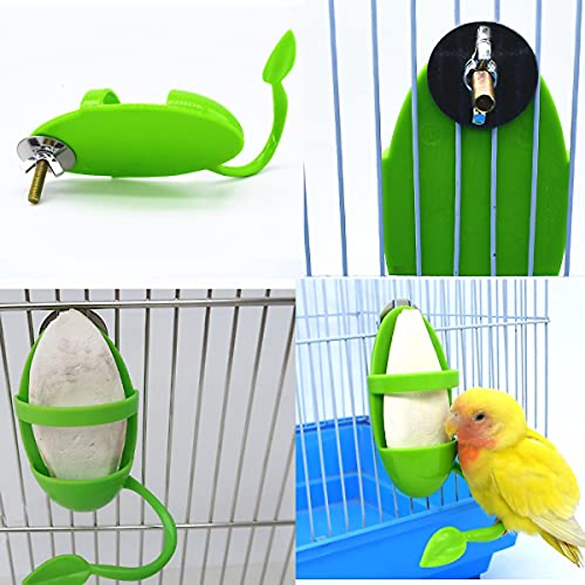 Plastic Bird Feeding Holder for Cuttlebone on Cage Parrot Cage Stands Parrots Feeder Perches,3 Pieces