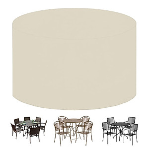 XYXH Round Patio Table Covers 53" D x 31" H, Outdoor Patio Furniture Covers, Waterproof Garden Table Chairs Set Covers, 420D Heavy Duty Oxford Fabric Durable Dustproof