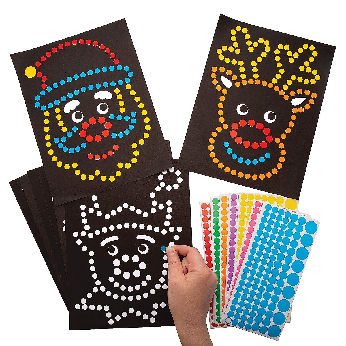Baker Ross AT224 Christmas Dotty Sticker Art - Pack of 8, Festive Arts and Crafts