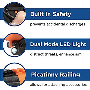 MACE Brand Self Defense Bundle, includes 2 Pepper Spray 2.0 Guns and 6 Refill Canisters, Accurate 20’ Powerful Pepper Spray That Leaves UV Dye on Skin, Integrated LED Light Enhances Aim, Black