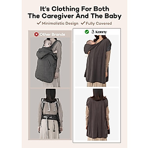 Konny Baby Carrier Winter Cover, Maternity Baby Carrier Hoodie, Women's Fleece Jacket, Maternity Coat, Nursing Hoodie Vest (Charcoal, Free Size)