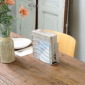 LEVIMETREE Silver Napkin Holder - Napkin Holders for Tables Modern Serviette Holder Tissue Dispenser Perfect for Outdoor Events - Decorative Clear Cocktail Napkin, servilleteros para mesas