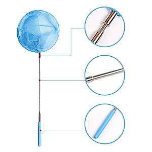 USATDD Kids Telescopic Butterfly Fishing Nets Great for Catching Insects Bugs Fish Caterpillar Ladybird Nets Outdoor Tools Colorful Extendable 34" Inch (5 Pack)