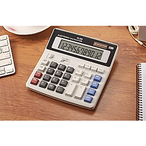 12-Digit Battery Dual Powered Handheld Electronic Business Mini Solar Basic Desktop Financial Scientific Office Calculator, Simple Desk Calculators with Large LCD Display