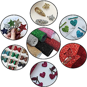 Solid Color Chunky Glitter Faux Leather Roll 12 x 53 Inch Sparkle Synthetic Sewing Fabric for Hair Bows Jewlery Making DIY Accessories (Gold)