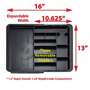 Officemate Recycled Expandable Drawer Tray, 10 3/8 W - 16 W, Black (26372)