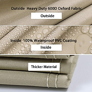 POMER Fire Pit Cover, 30inch Square Outdoor Gas Fireplace Cover Beige Waterproof Firepit Covers for Propane Fire Pit Table - 30x30x25inch