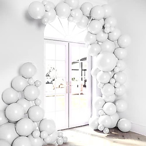 HOUSE OF PARTY White Balloons Garland Kit | Balloon Arch White Garland, 5/12/18 Inch Matte White Balloons for graduation party decorations 2023 Birthday, Wedding, Bridal Shower & Christmas Decorations