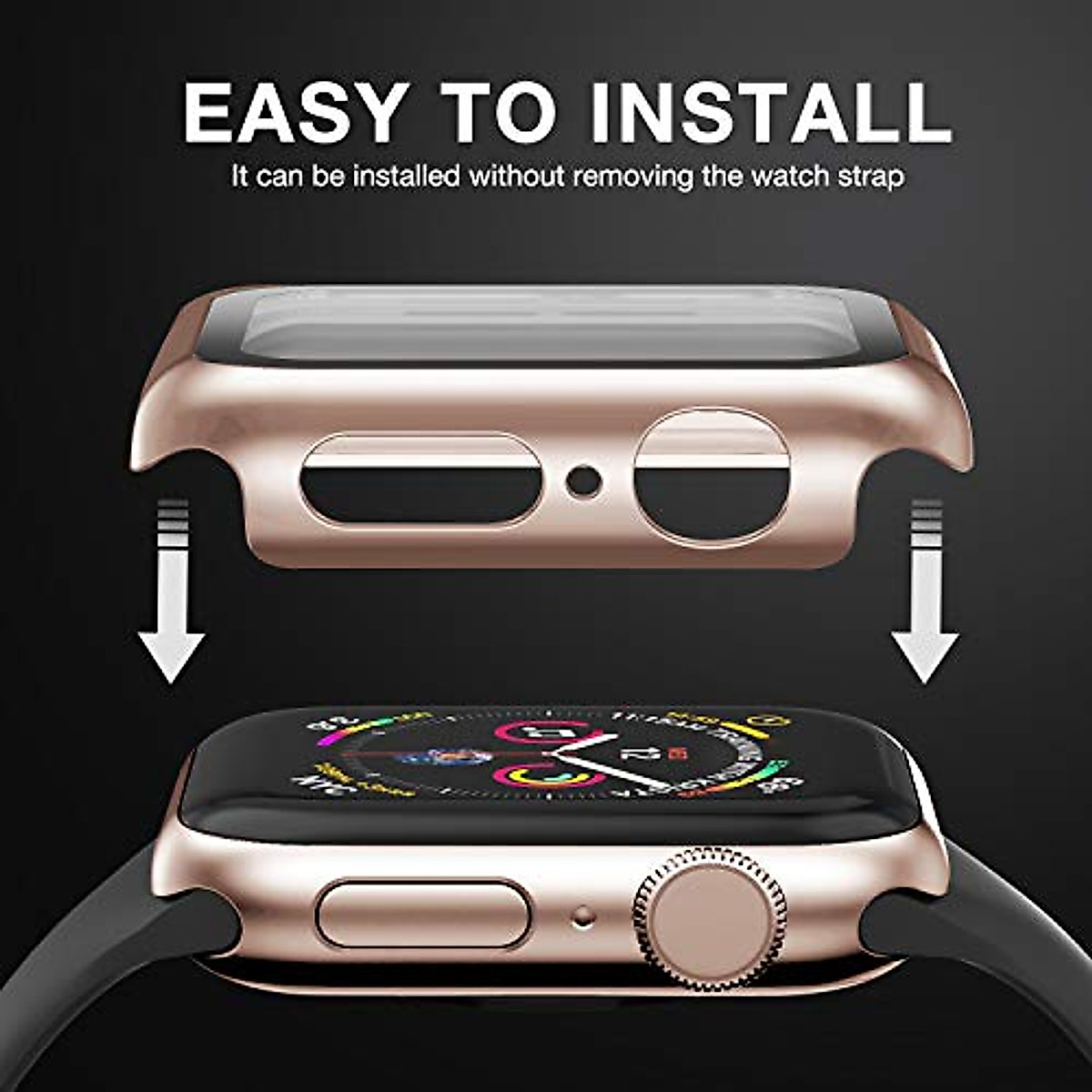 Case Compatible with Apple Watch 38MM Series 3/2/1/ with Built-in Tempered Glass Screen Protector, All-Around Ultra-Thin Bumper Full Cover Hard PC Protective Case for iWatch