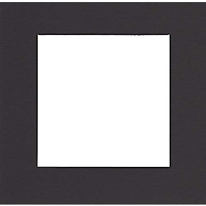 Pack of 5 12x12 Square Black Picture Mats with White Core Bevel Cut for 8x8 Pictures