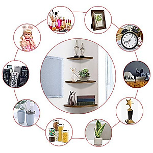 WIFTREY Wall Mount Floating Corner Shelves Set of 3, Hanging Rustic Wall Storage Corner Shelf for Bedroom, Living Room, Bathroom, Kitchen