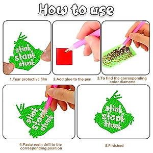 12 Pcs Christmas Diamond Art Painting Keychains Kit Double Sided DIY Cute Christmas Diamond Art Painting Keychains for Beginners Adults Art Craft Supplies Christmas Holiday Gift