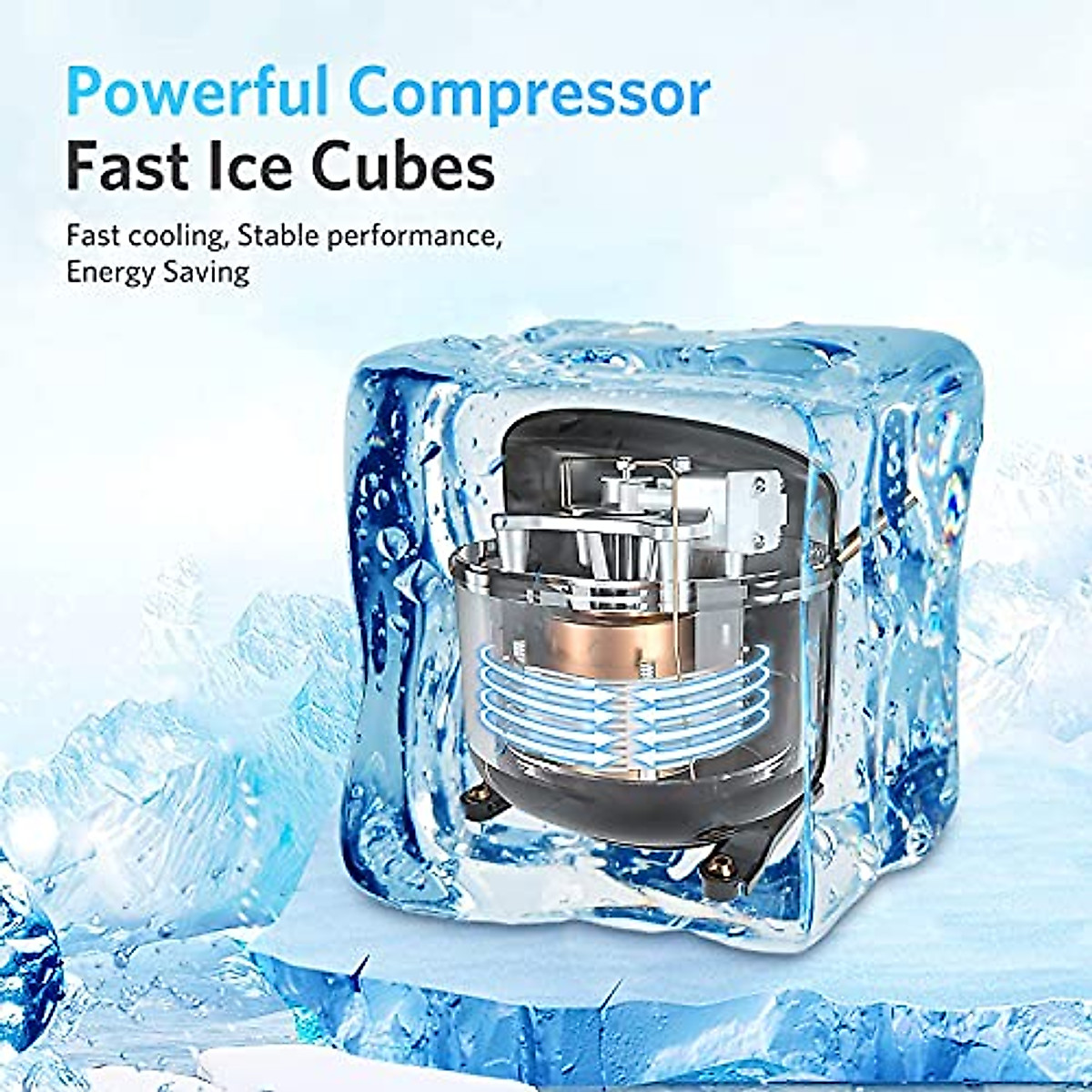 Ice Makers Countertop, 40Lbs/24H, 24pcs Ice Cubes Ready in 13 Mins, FREE VILLAGE Portable Ice Machine with Self-Cleaning, Timer, Quiet & Easy to Use, Ice Maker Ideal for Home/Kitchen/Office/Bar/Party