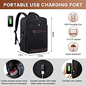 LOVEVOOK Laptop Backpack for Men, Waterproof Work Computer Backpack, Anti Theft Travel Business Backpack with USB Charging Port for Womens, College Backpack Fits 17 Inch Laptop, Black