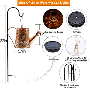 YJFWAL Solar Watering can with Lights, Unique Gifts for Mom Grandma Women Birthday, Waterproof Gardening Gifts Watering Can with Cascading Lights Outdoor Decor for Garden Patio Yard Pathway Backyard