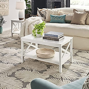 ClosetMaid 3930 X-Frame Design Coffee Table with Shelf, White Wood