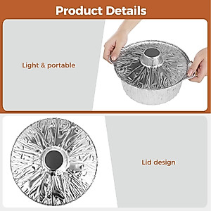 Tideme 12 PCS Disposable Aluminum Pots with Lid, Round Foil Pans, Disposable Cookware Food Containers, Portable Foil Pots for Vacation Trips Camping Baking Heating Cooking