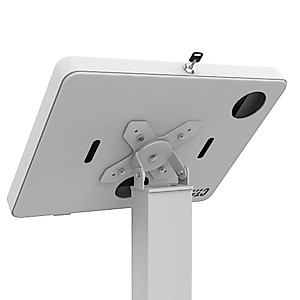 Thin Floor Stand – CTA Tall Standing 360° Kiosk Display Tablet Holder w/Charger Access & Lock for iPad Air 11" M2 (2024) - iPad Pro 11" M4 (2024) - iPad 10.2" & 9.7-11" Tablets - White (PAD-CHKW)