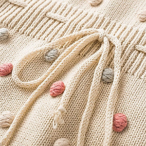 Simplee kids Baby Girl Kint Rompers Fall Sleeveless Pompoms Baby Girl Rompers 3-6 Months Little Girl Apricot Overall Jumpsuit Outfit