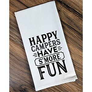 Flour Sack, Dish Kitchen Towel - Happy Campers Have Smore Fun