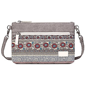 ArcEnCiel Small mini Crossbody Bag Canvas Cell Phone Purse Wallet with Shoulder Strap Handbag for Women Girls (Gray)