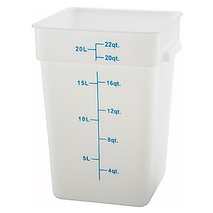 Winco Square Storage Container, 22-Quart, White