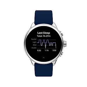 Fossil Unisex Gen 6 44mm Wellness Edition Touchscreen Silicone Smart Watch, Color: Silver, Navy (Model: FTW4070V)