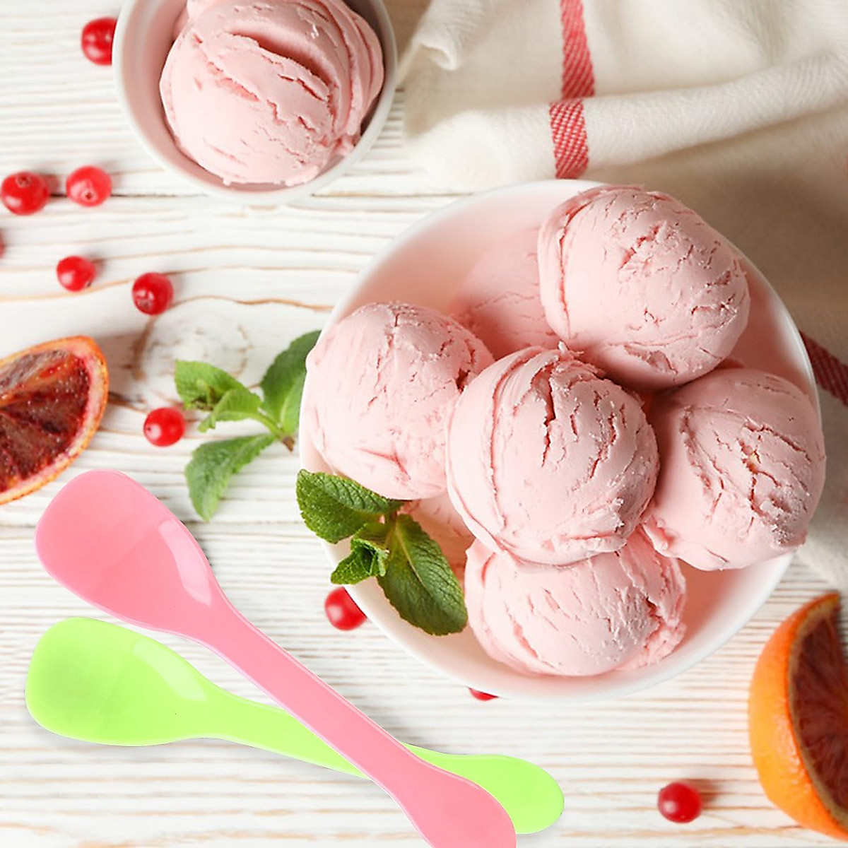 Mini Ice Cream Dessert Taster Spoons Multi Colors Disposable Plastic Tasting Spoons for Ice Cream, Yogurt