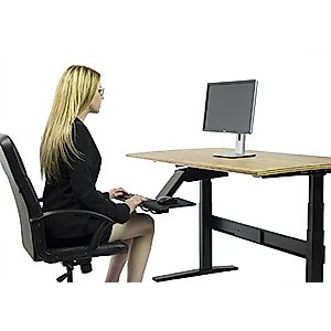 KT1 Ergonomic Under-Desk Computer Keyboard Tray adjustable height angle negative tilt sliding pull out platform swivels 360 slides office products furniture desktop accessories with mouse pad black