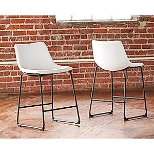 Signature Design by Ashley Centiar Urban Industrial 23.75" Counter Height Bucket Seat Barstool, 2 Count, White