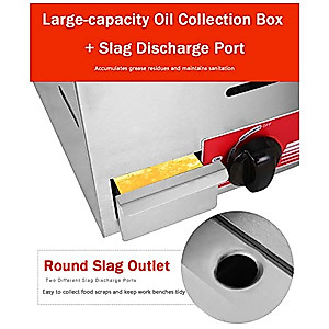 Burner Portable Gas Plancha BBQ Griddle, Stainless Steel, Restaurant Professional Grade Stainless Steel Propane Grill, Multi-Function Commercial Kitchen Gas Grill with Basket for Outdoor Catering