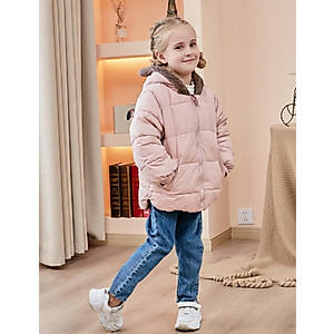 Baby Down Jacket for Girls 6-12 Months Pink Bear Ear Zipper Coat with Pocket Winter Warm Thick Hooded Clothes Outwear