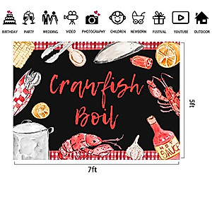 Lofaris Crawfish Boil Backdrop Sign Large Block Party Birthday Banner Decoration Crawfish Boil Party Supplies Photograph Background Indoor Outdoor Banner Decorations Cake Table Studio Props 7x5ft