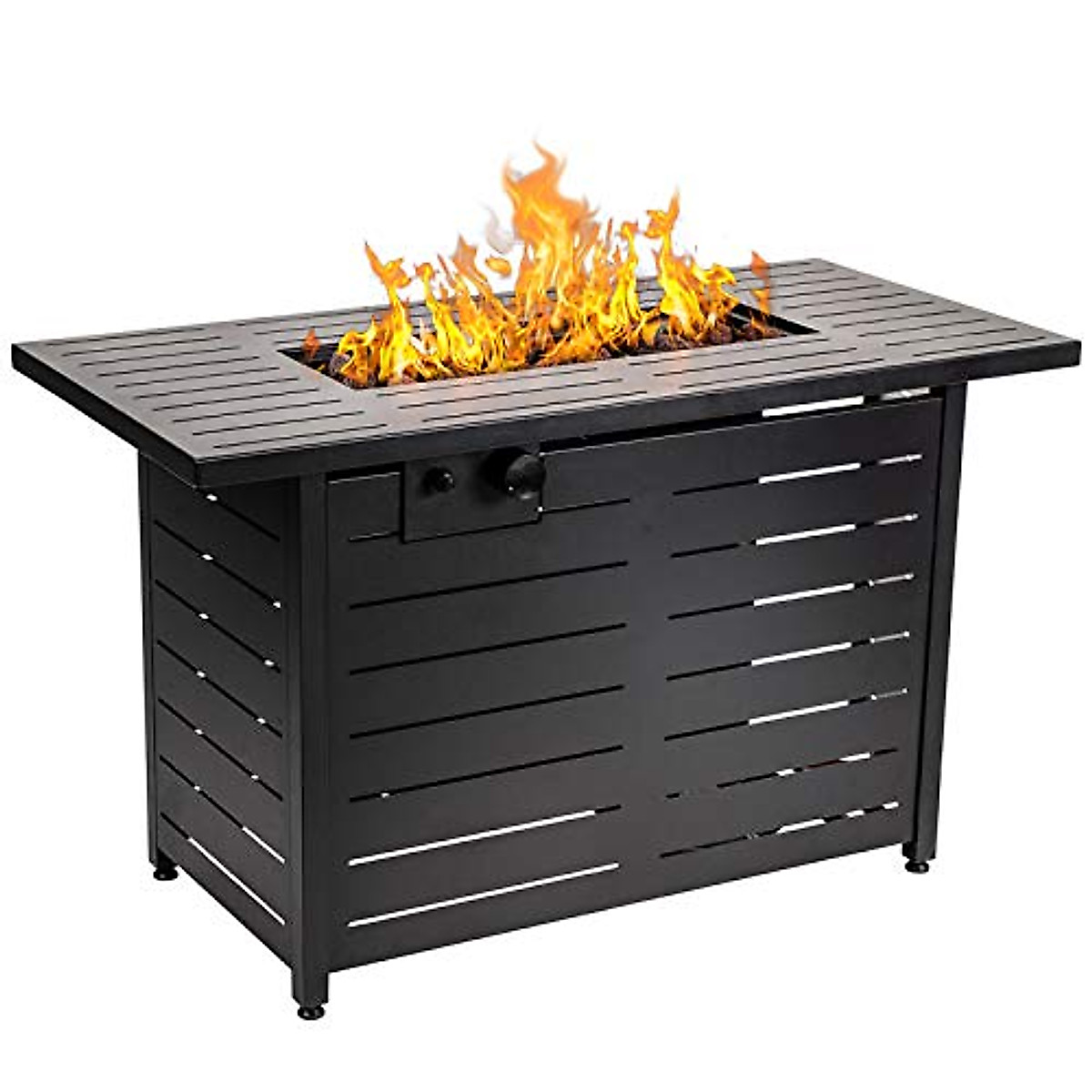 Propane Fire Pit Table, 42 Inch 60,000 BTU Rectangular Propane Gas Fire pits Free Lava Rocks and Electronic Ignition Balcony OutdoorTable Courtyard Garden Fire Pit Terrace
