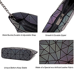 DIOMO Geometric Luminous Purses and Handbags for Women Holographic Reflactive Crossbody Bag (Green X)