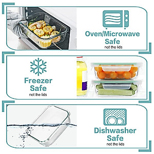 HOMBERKING 10 Pack 22oz Glass Meal Prep Containers, Glass Food Storage Containers with Lids, Airtight Glass Lunch Bento Boxes, BPA-Free & Leak Proof (10 lids & 10 Containers) - Blue