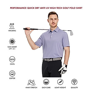 M MAELREG Golf Polo Shirts for Men Short Sleeve Performance Moisture Wicking Quick Dry Casual Collared Men’s Polo Shirts Lavender