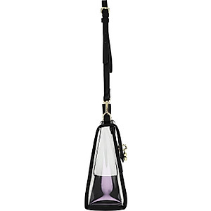 B BRENTANO Clear Top Handle Satchel Crossbody Bag with Removable Wristlet Pouch (Policy-Compliant Stadium Bag) (Black)