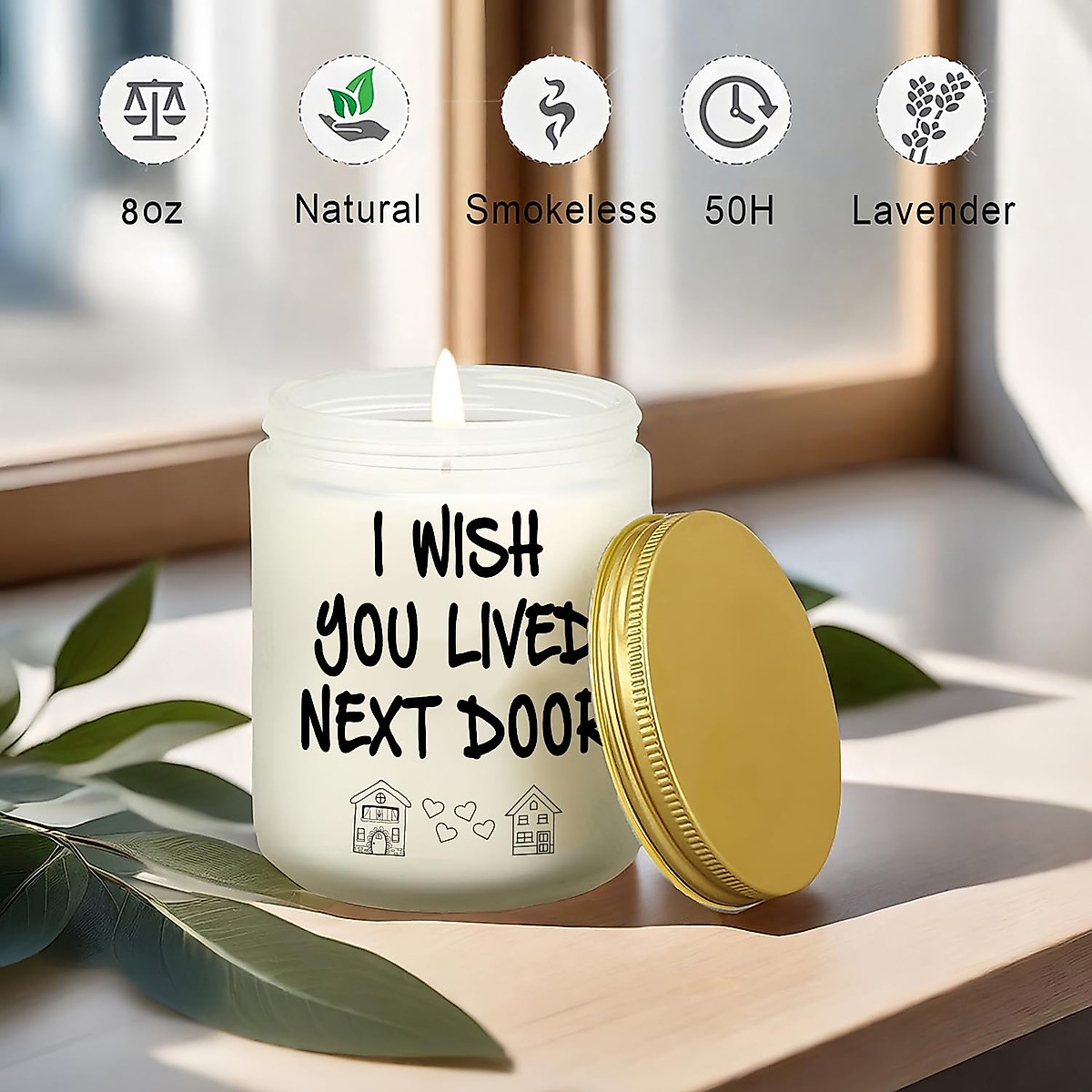 Candles Gifts for Women Unique Christmas Birthday Gifts for Best Friend Coworker Bestie Friendship Gifts for Women Going Away Gifts I Wish You Lived Next Door Gifts Lavender Scented Soy Candles