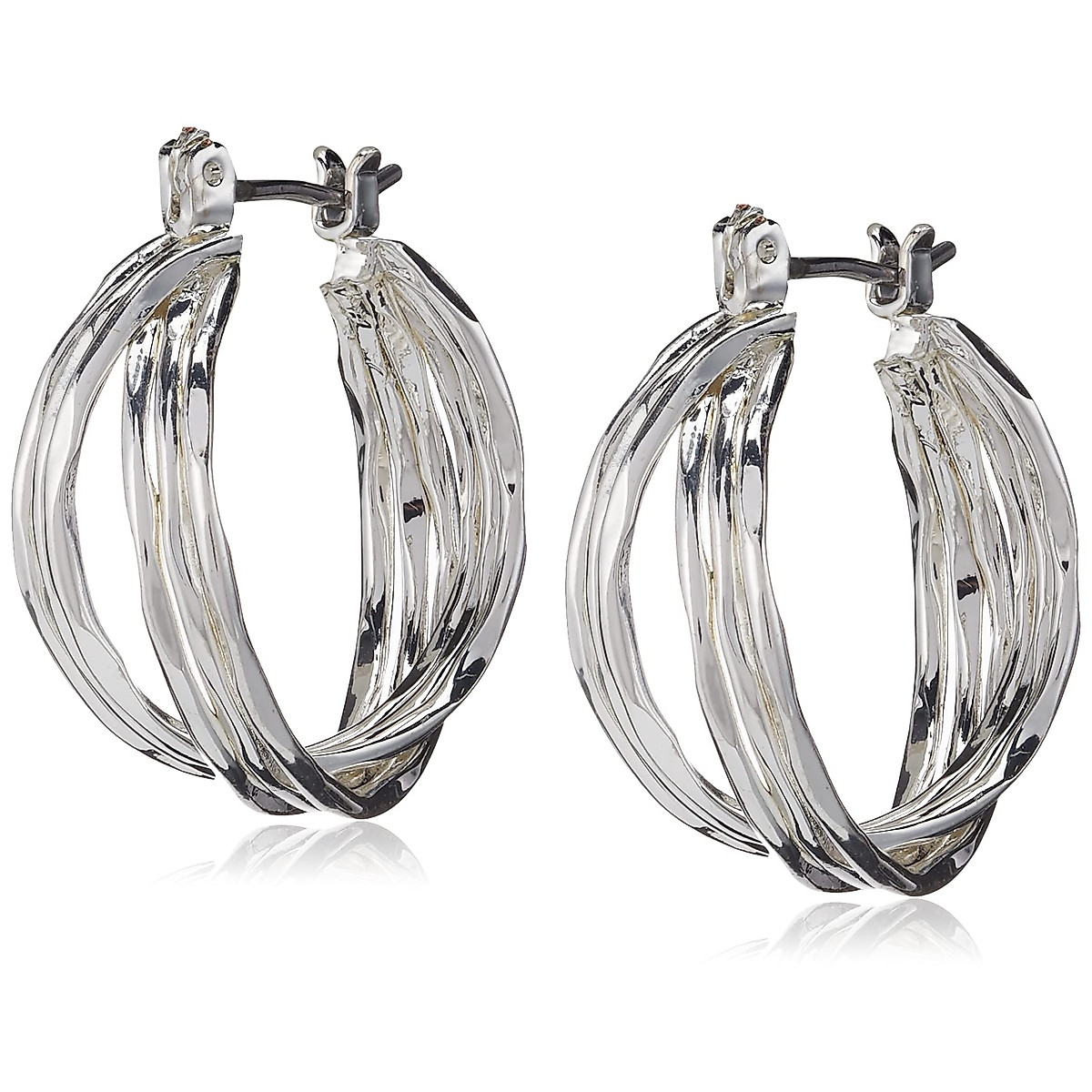 NINE WEST Women's Silvertone Twisted Hoop Earrings