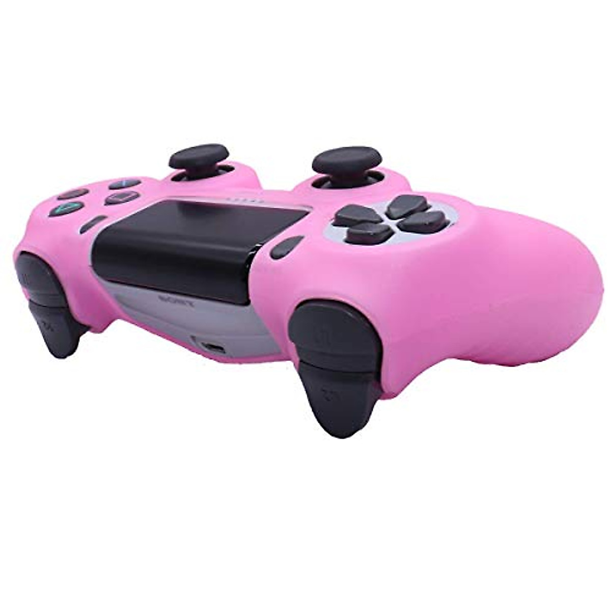 Sofunii 2pcs Skin for PS4 Controller, Anti-Slip Silicone Cover Shell Case with 8 Thumb Grip Caps, Compatible with PlaySation 4 Slim/Pro Controller DualShock 4 Wireless/Wired Gamepad (Pink)